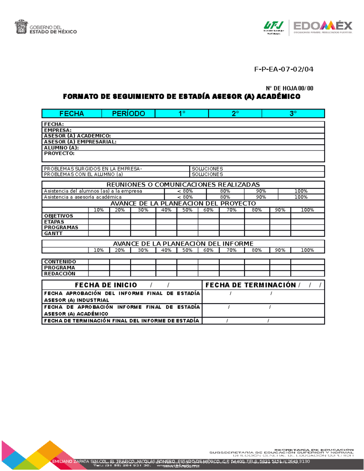 Seguimiento Académico - F-P-EA-07-02/ N° DE HOJA 00/ 00 FORMATO DE ...
