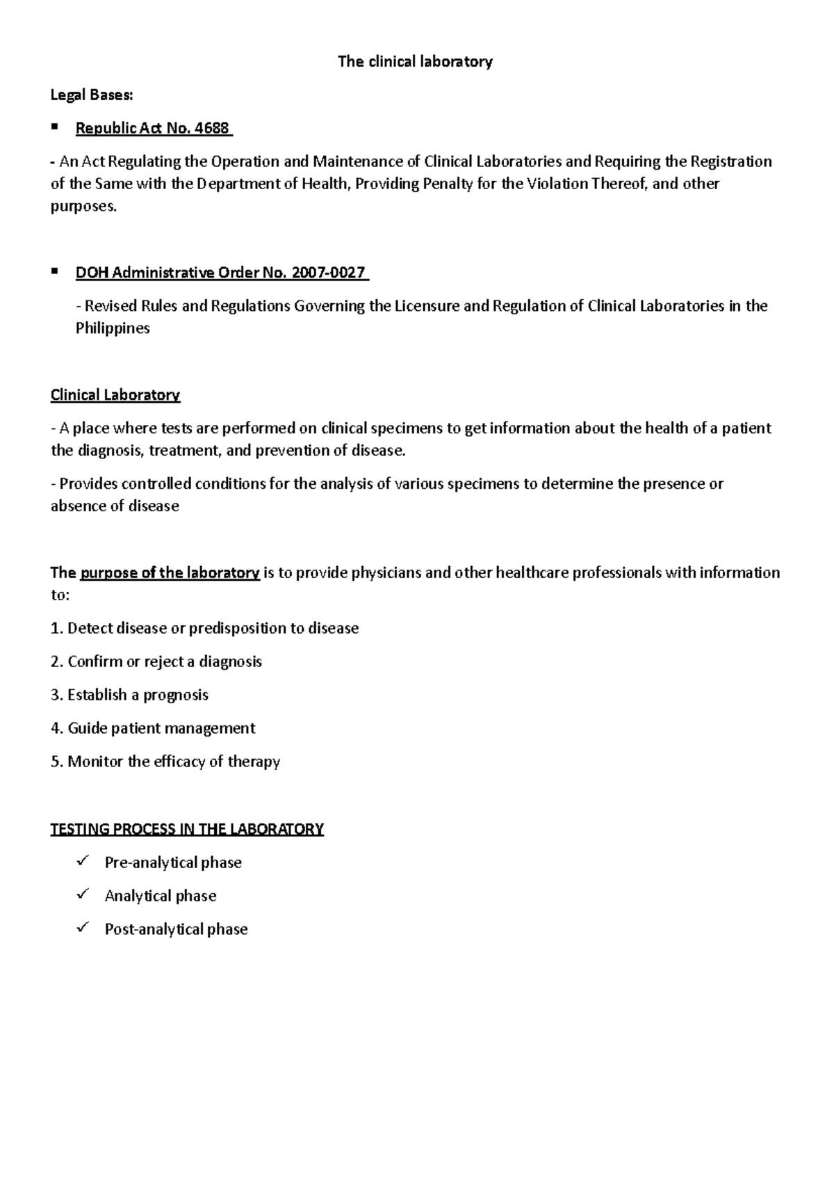 The-clinical-laboratory - The clinical laboratory Legal Bases: Republic ...
