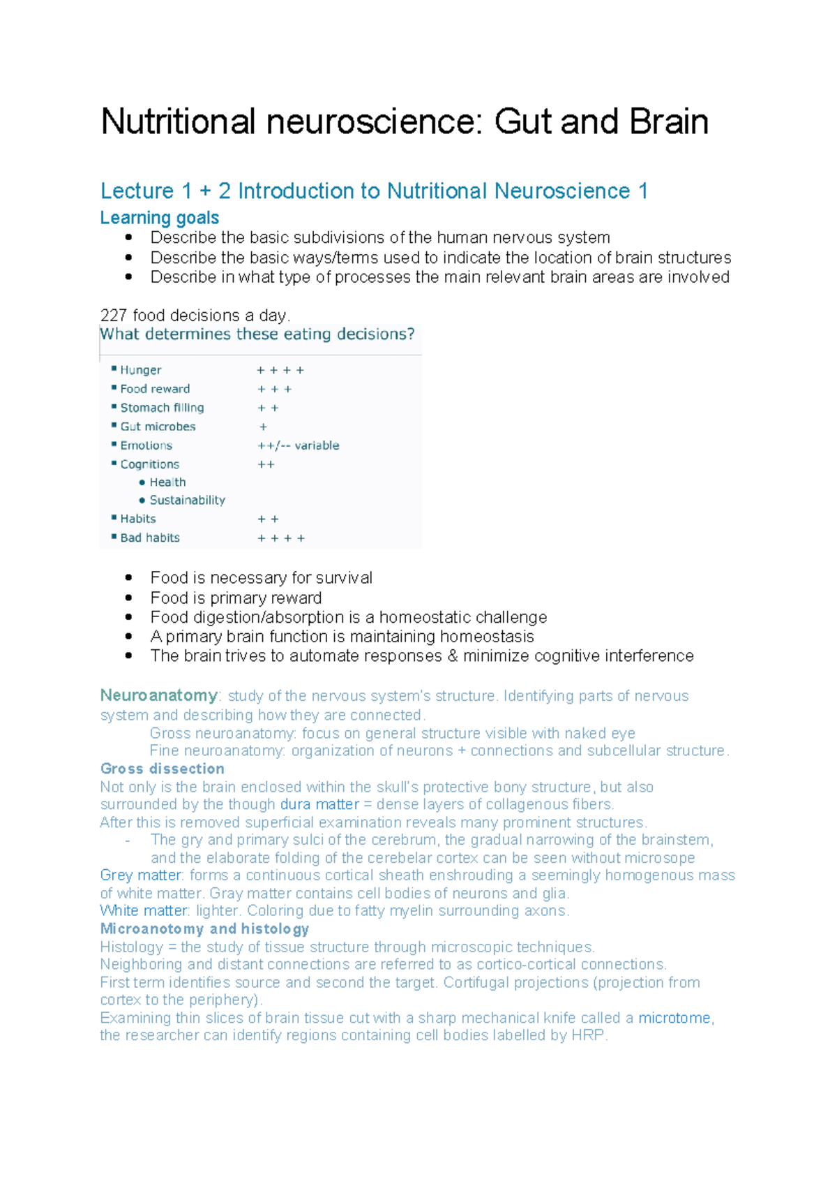Nutritional neuroscience - Food is necessary for survival Food is ...