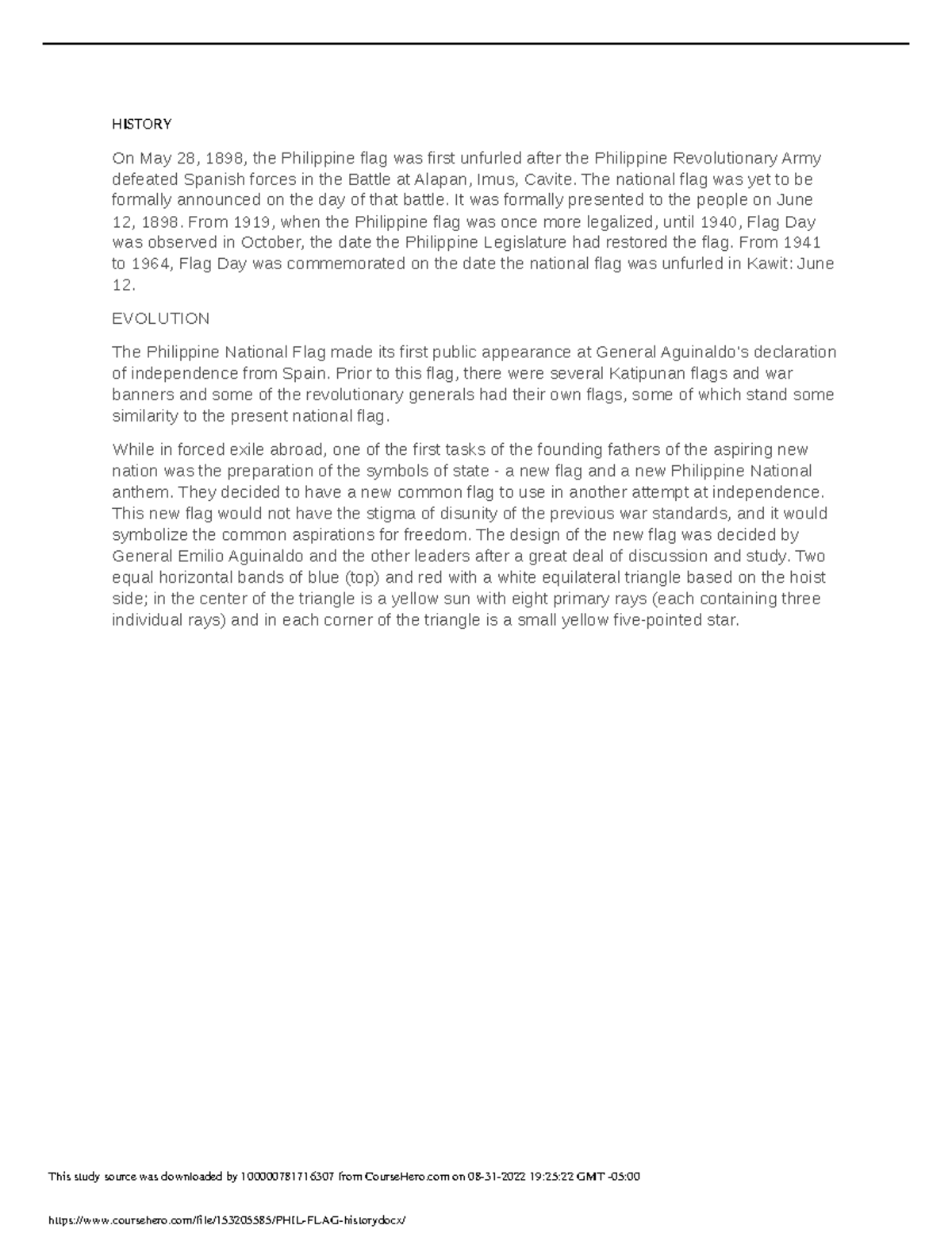 PHIL FLAG history - HISTORY On May 28, 1898, the Philippine flag was ...