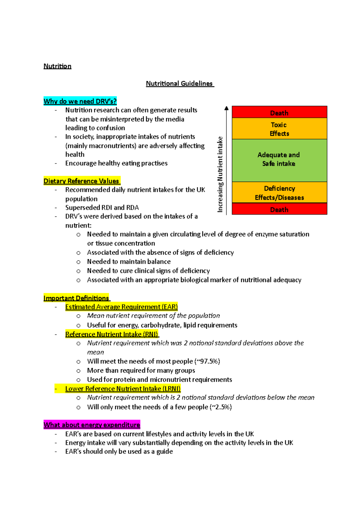 Nutrition - Lecture 3 - Nutritional Guidelines - Nutrition Nutritional ...