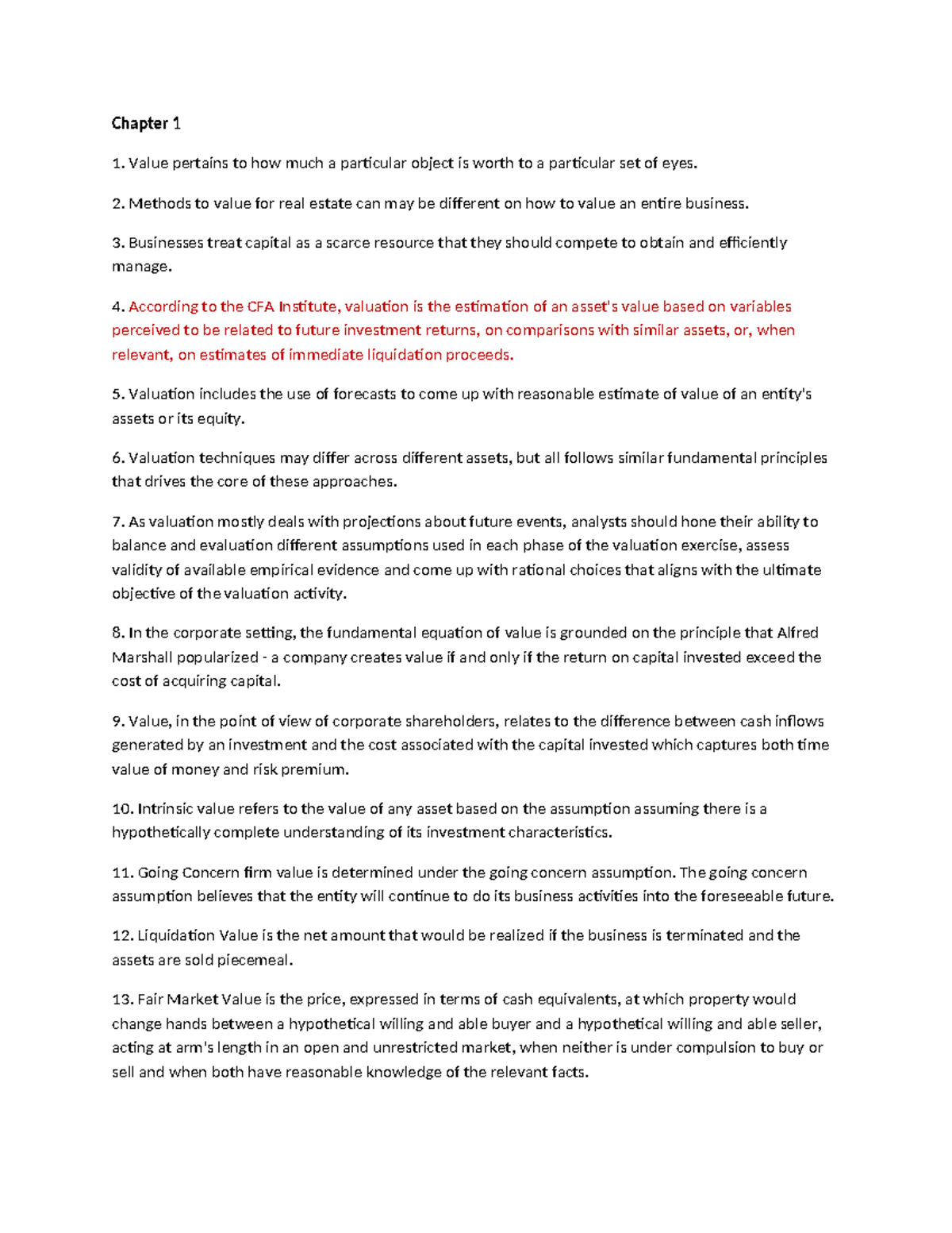 Exercises - Chapter 1 Value pertains to how much a particular object is worth to a particular ...