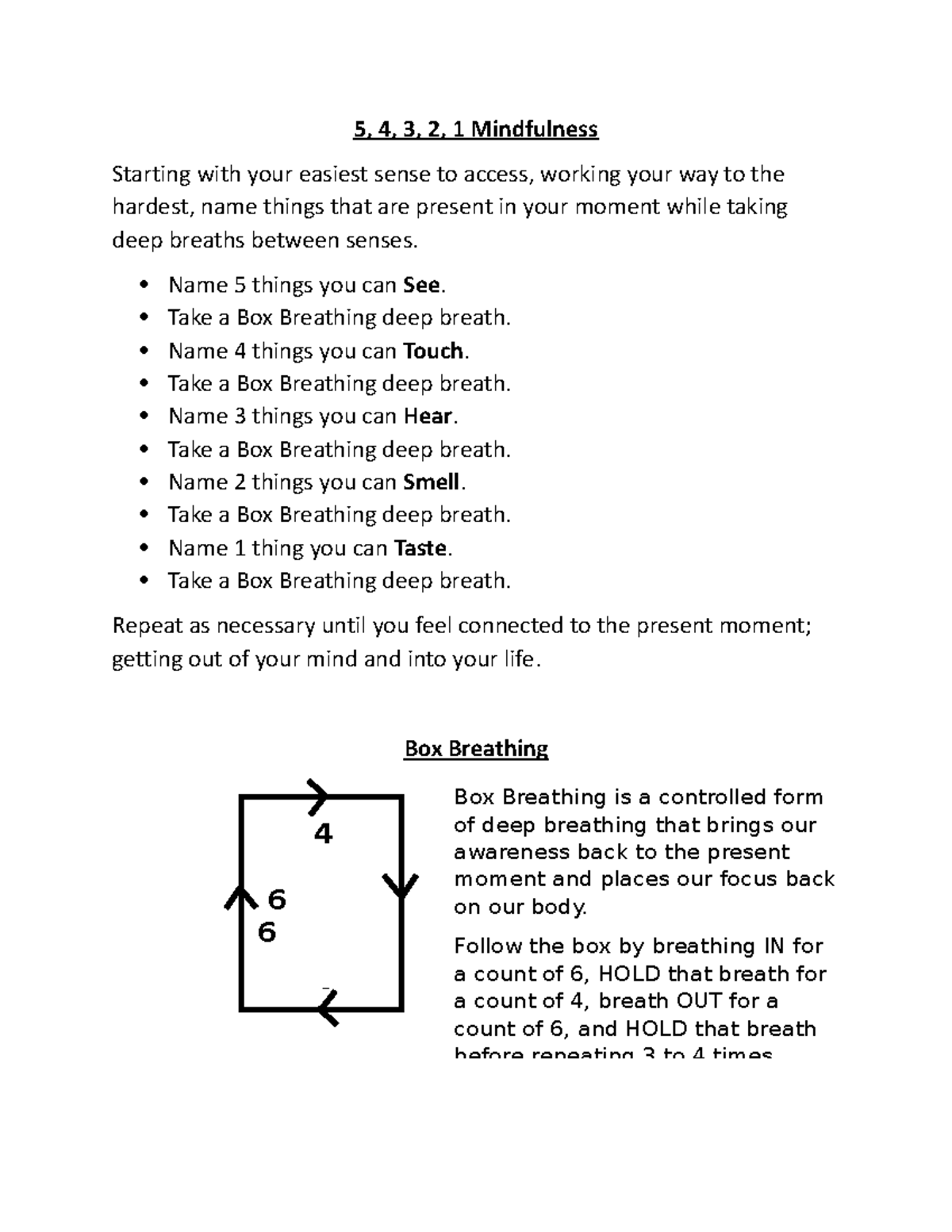 Mindfulness Box Breathing - 5, 4, 3, 2, 1 Mindfulness Starting with ...