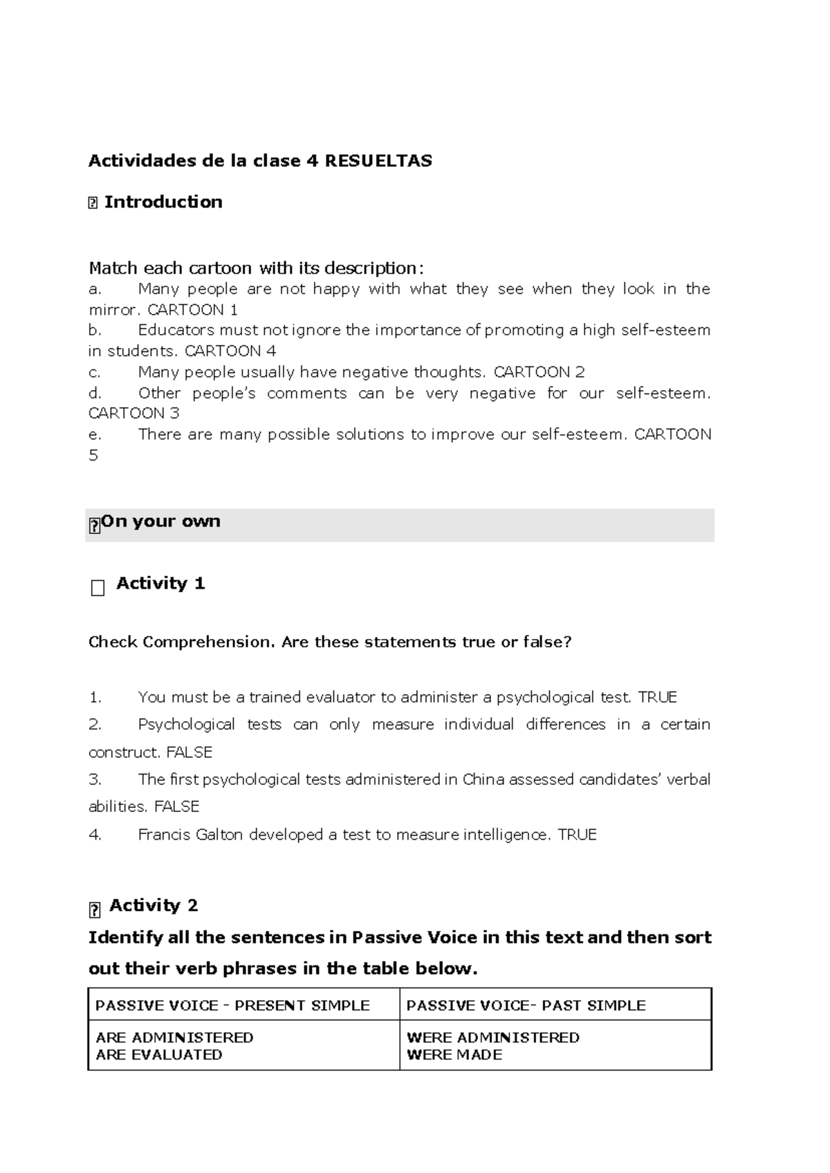 Actividades clase 4 Resueltas - Actividades de la clase 4 RESUELTAS 🐀 ...