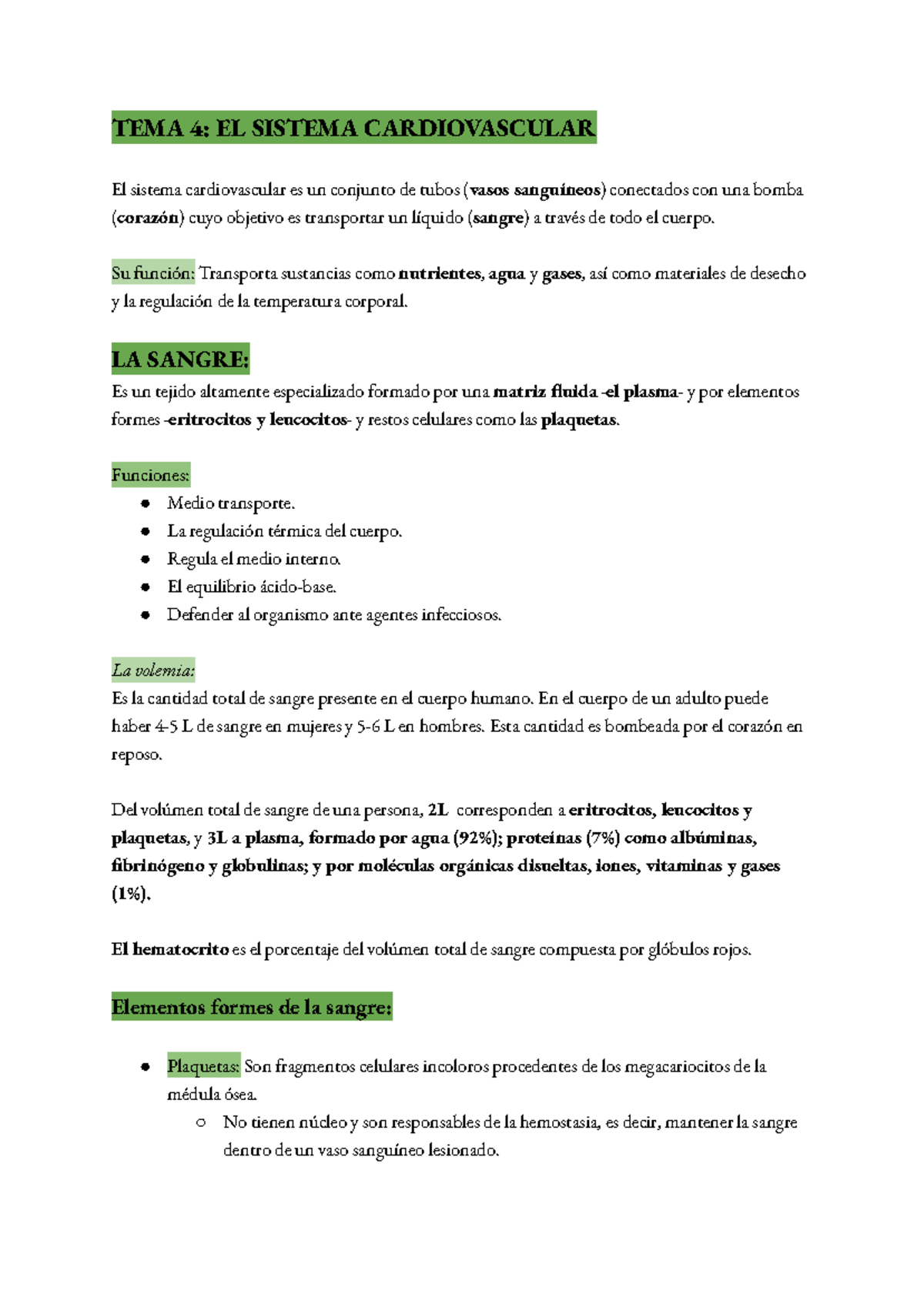 TEMA 4_EL SISTEMA CARIOVASCULAR.pdf - TEMA 4: EL SISTEMA CARDIOVASCULAR El sistema ...
