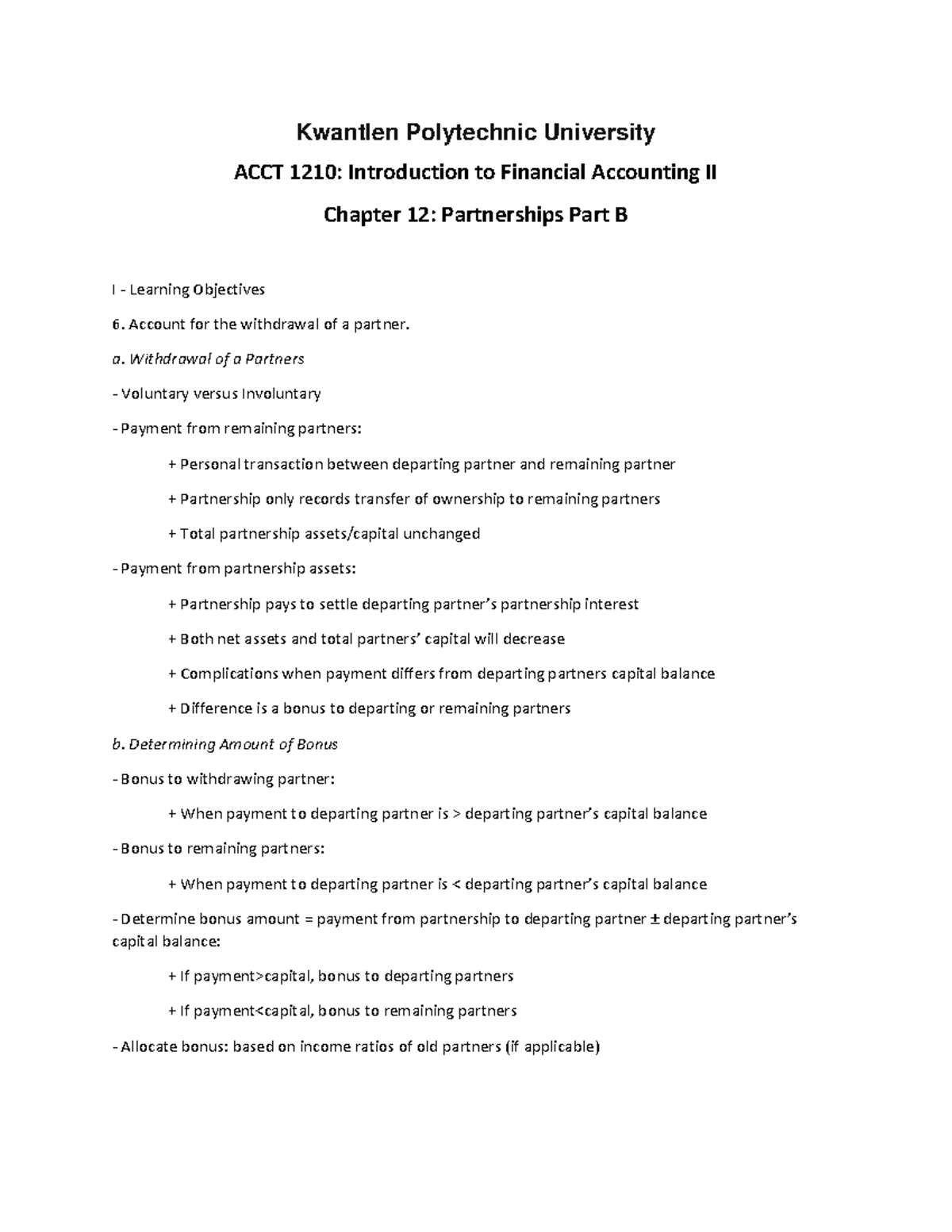 ACCT 1210 chapter 12 part B lecture - Kwantlen Polytechnic University ...