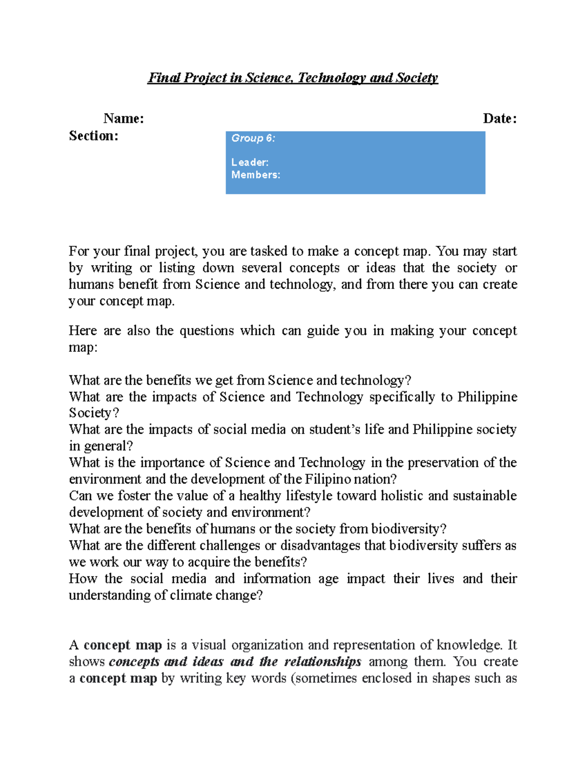 Final Project STS (Template) - Final Project in Science, Technology and ...