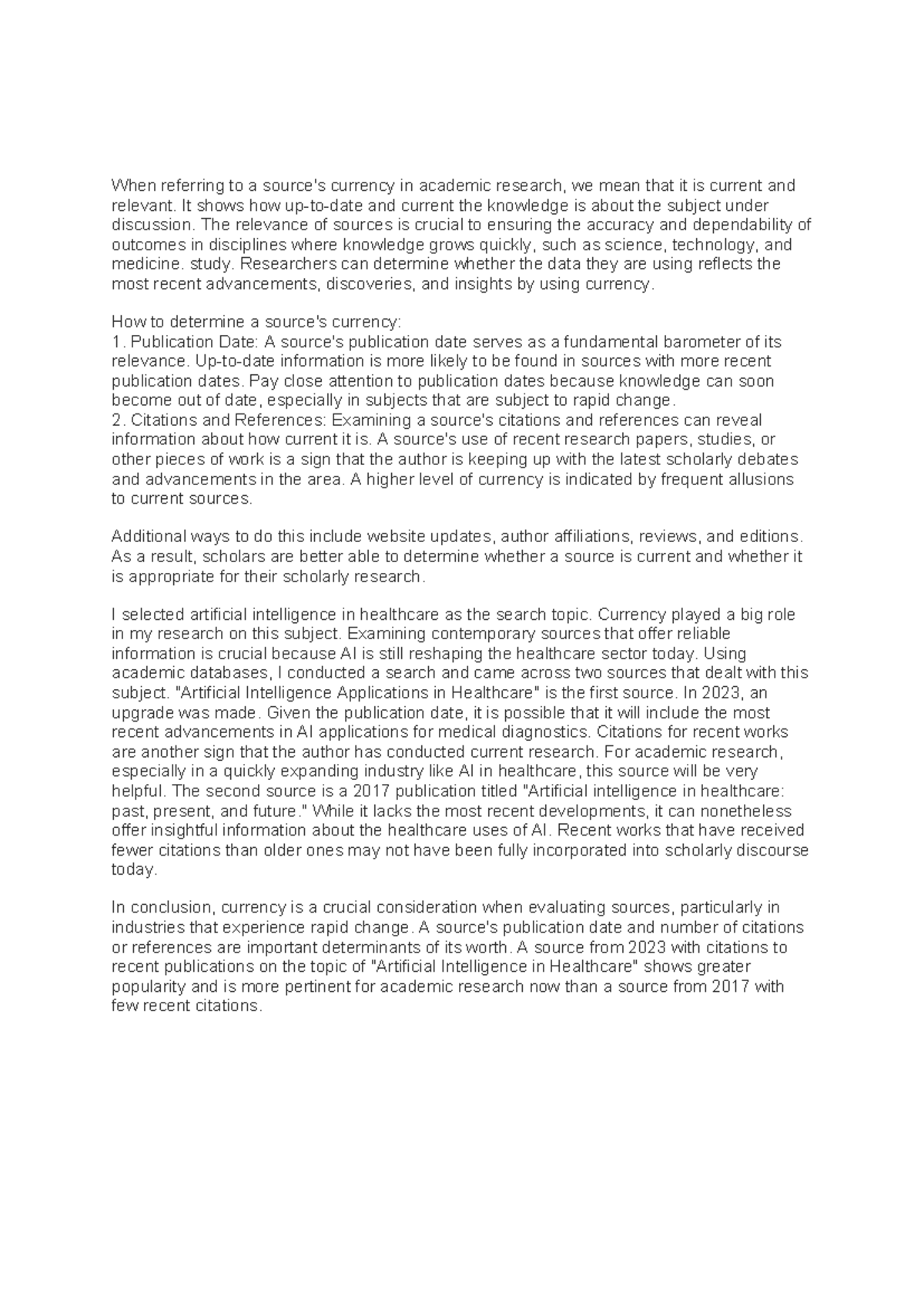 ESLA 2000 Tutorial Exercise 4 - When referring to a source's currency in academic research, we ...