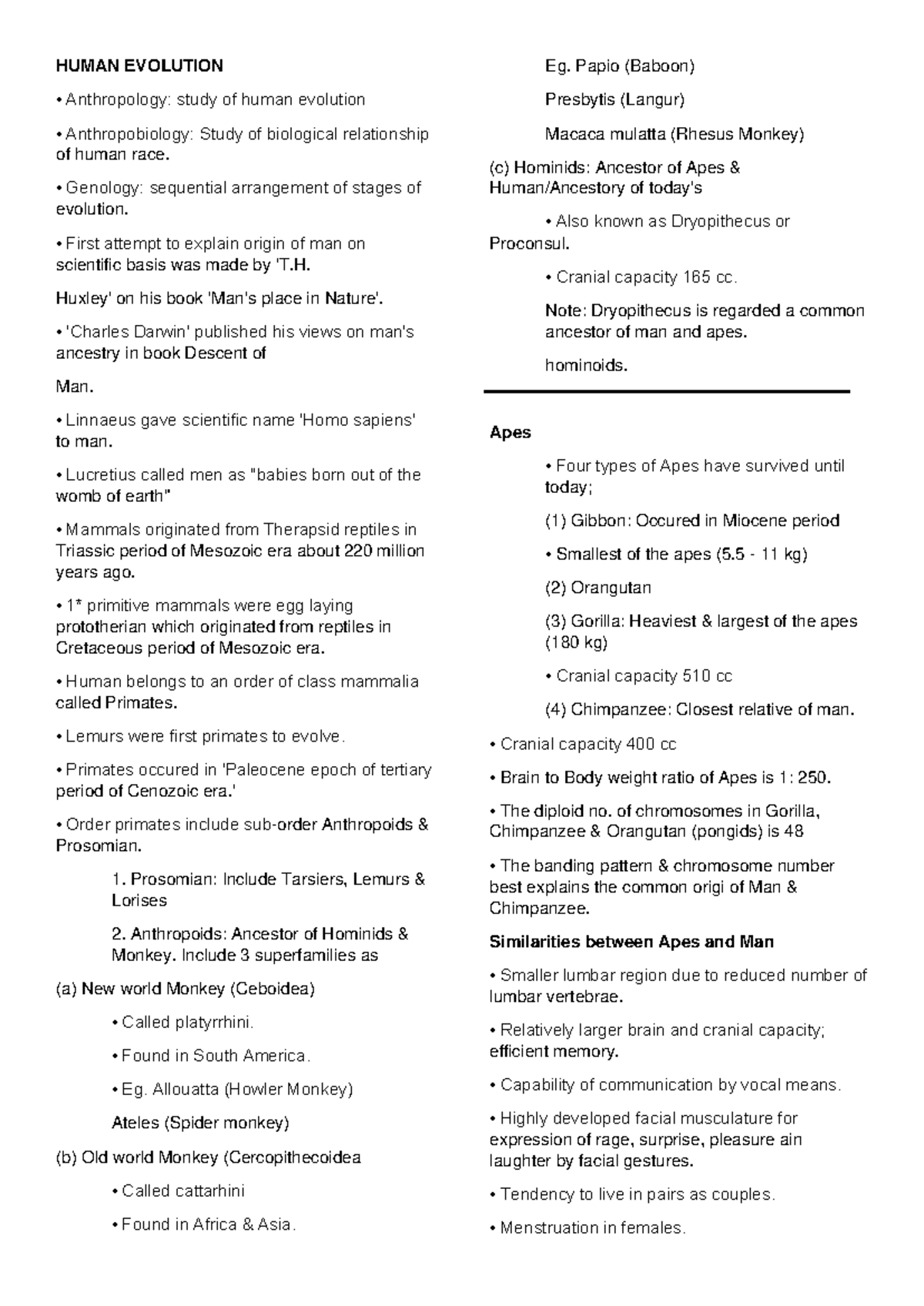 Human Evolution - HUMAN EVOLUTION Anthropology: study of human ...