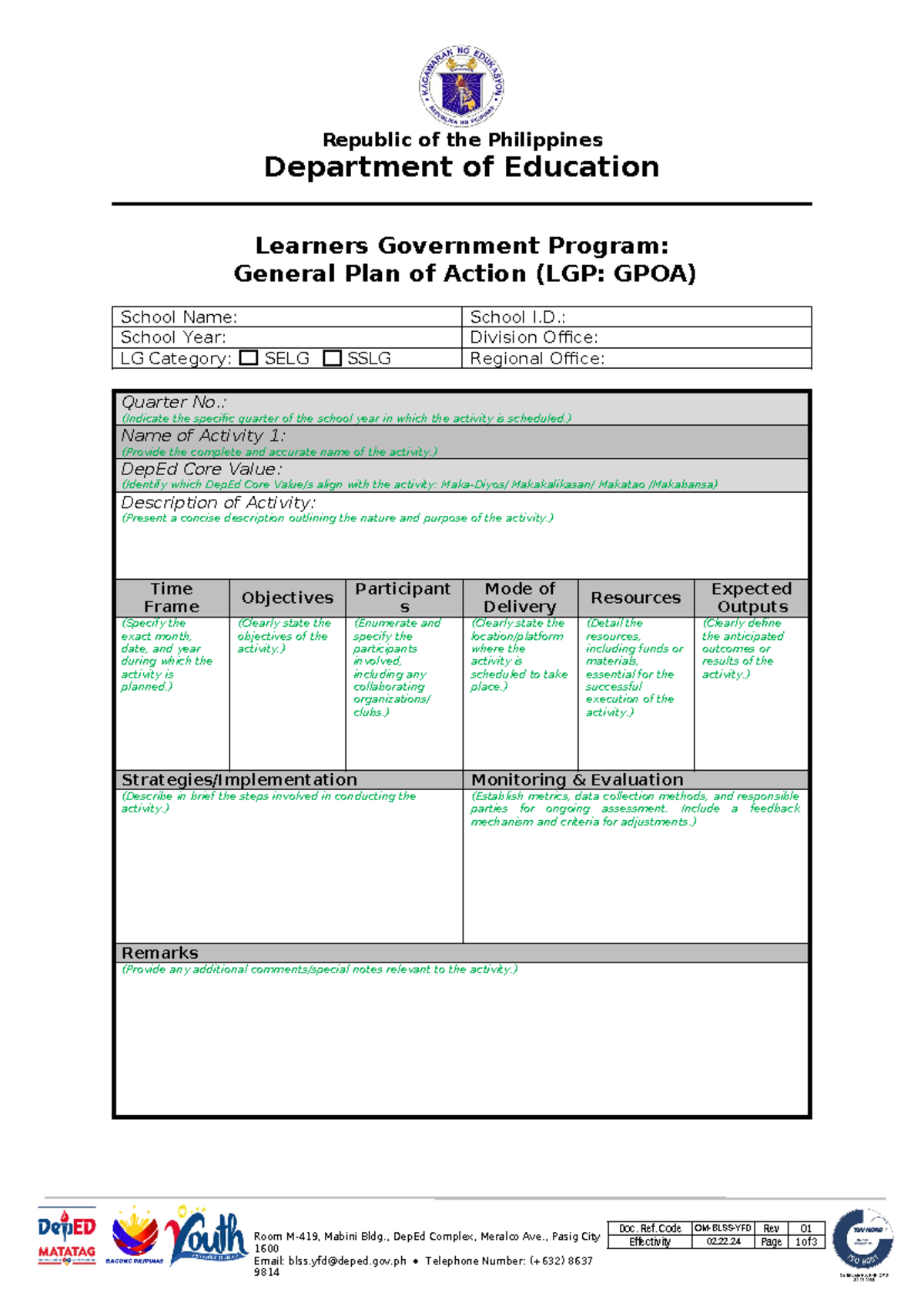 LGP-GPOA-Template - plan of action - Room M-419, Mabini Bldg., DepEd ...