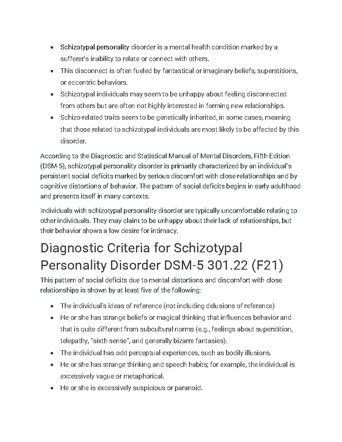 Schizotypal Personality Disorder Notes - Schizotypal personality ...