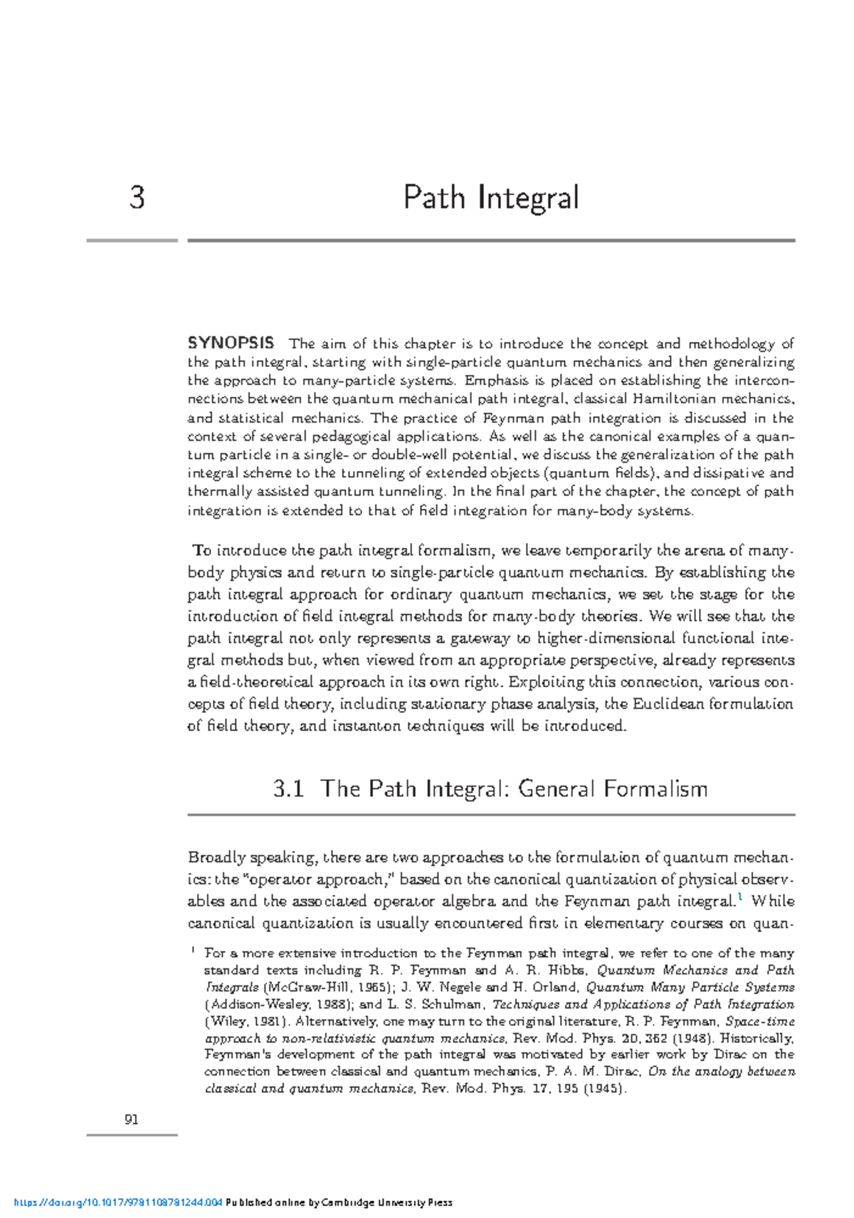 04.3_pp_91_170_Path_Integral.pdf - 3 Path Integral SYNOPSIS The aim of ...