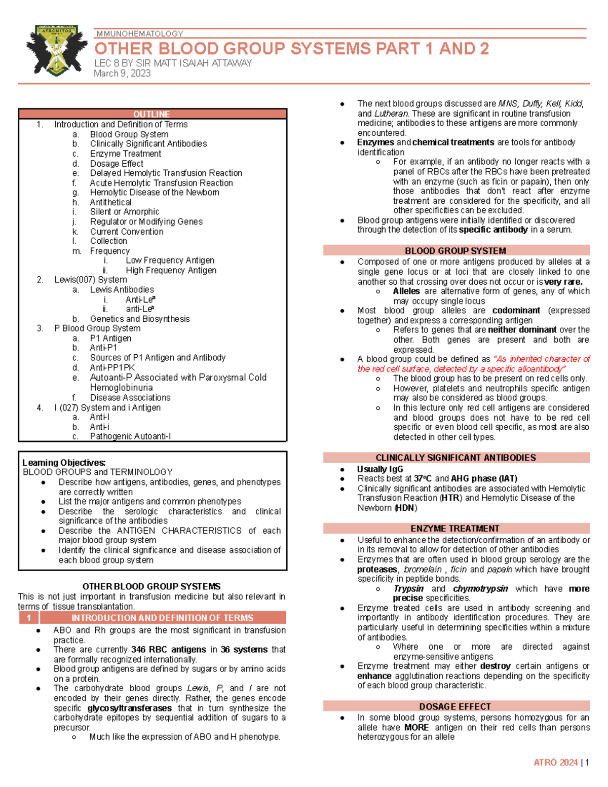 L8 - Other Blood Group Systems - IMMUNOHEMATOLOGY OTHER BLOOD GROUP ...