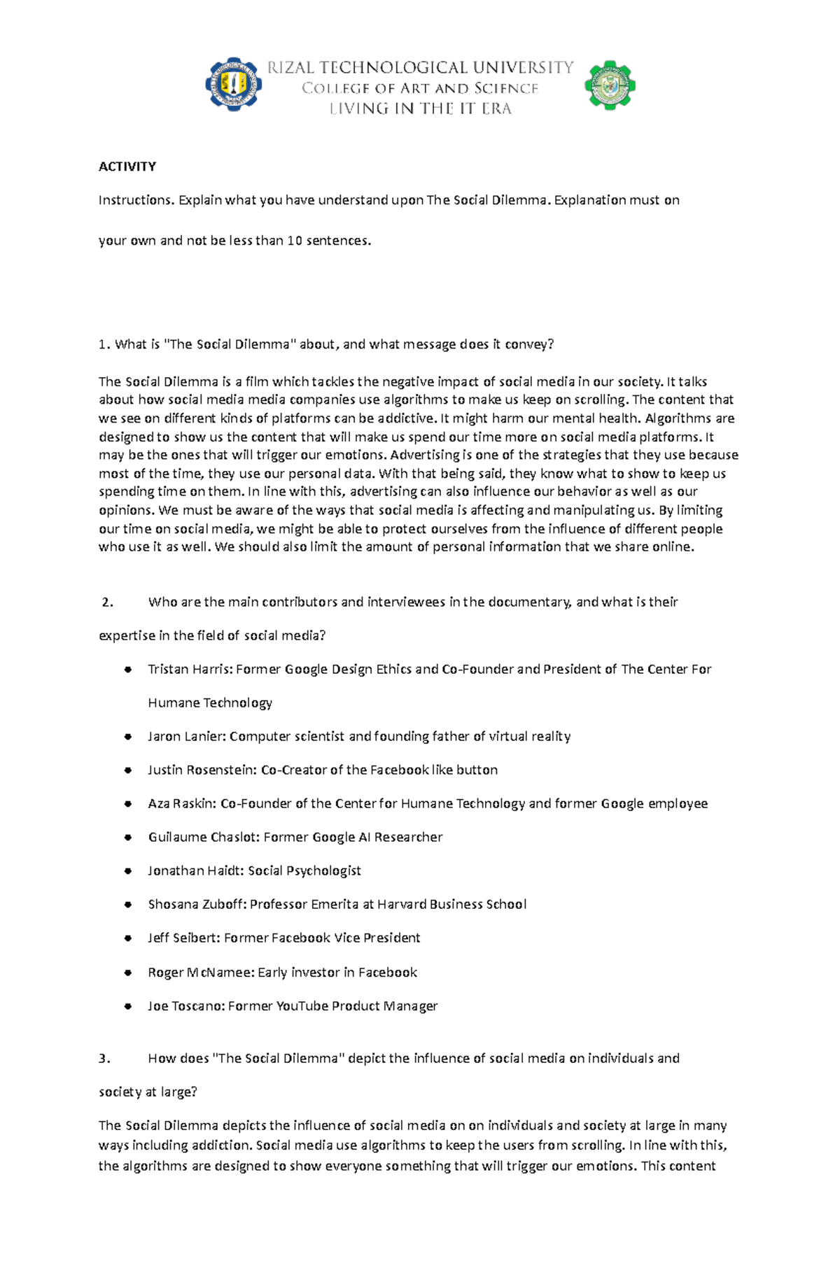 Lectura, Novelty M - assignment - ACTIVITY Instructions. Explain what ...