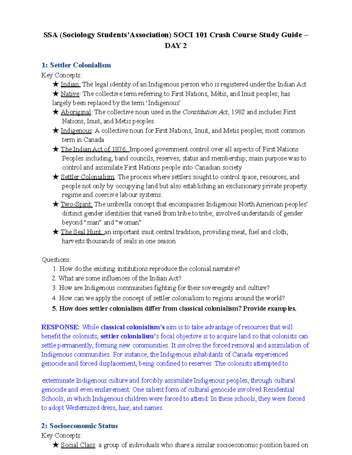 Crash Course Study Guide Soci 101 Continued - SSA (Sociology Students ...