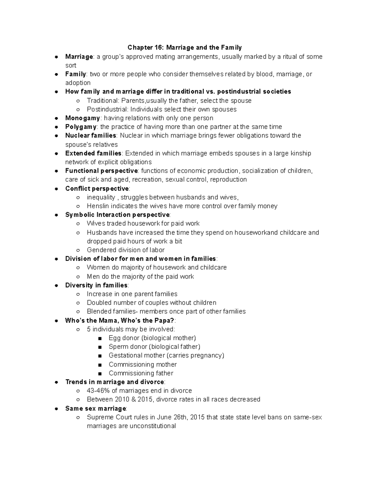 Chapter 16 Marriage and the Family - SOC 1010 - Chapter 16: Marriage ...