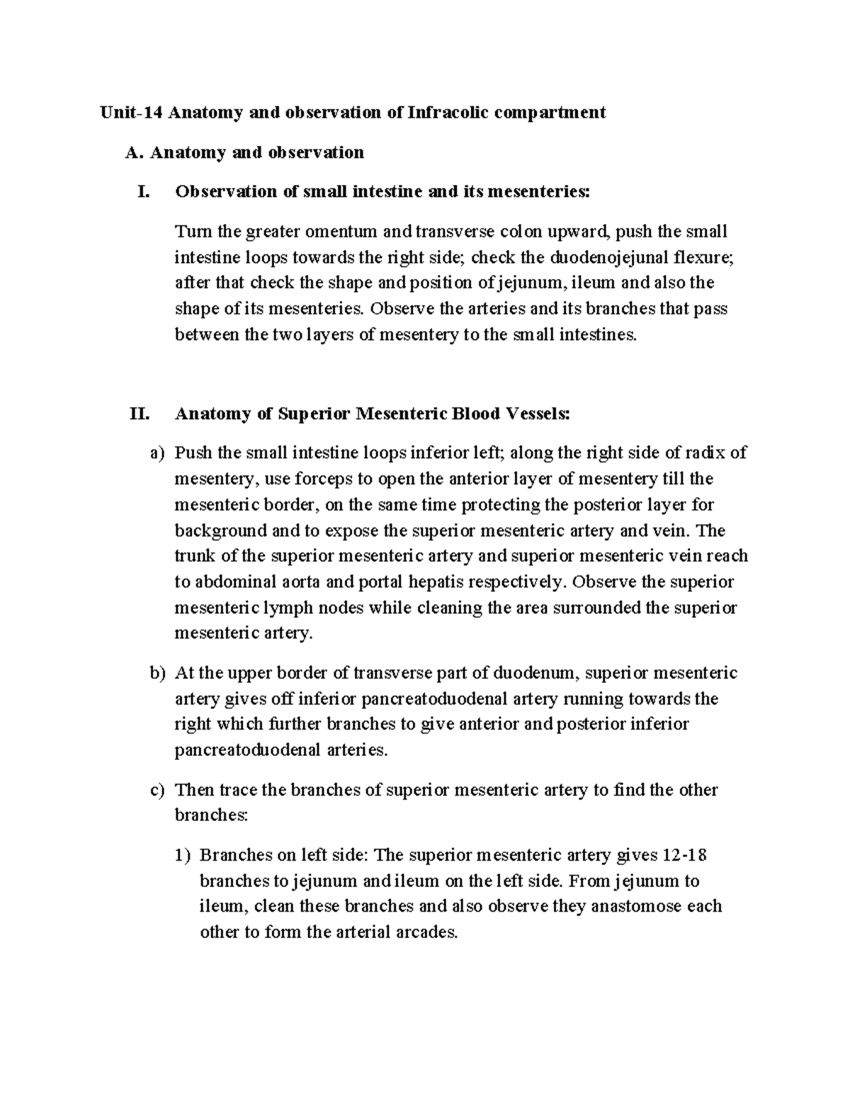 Dissection of Infracolic compartment - Unit-14 Anatomy and observation ...