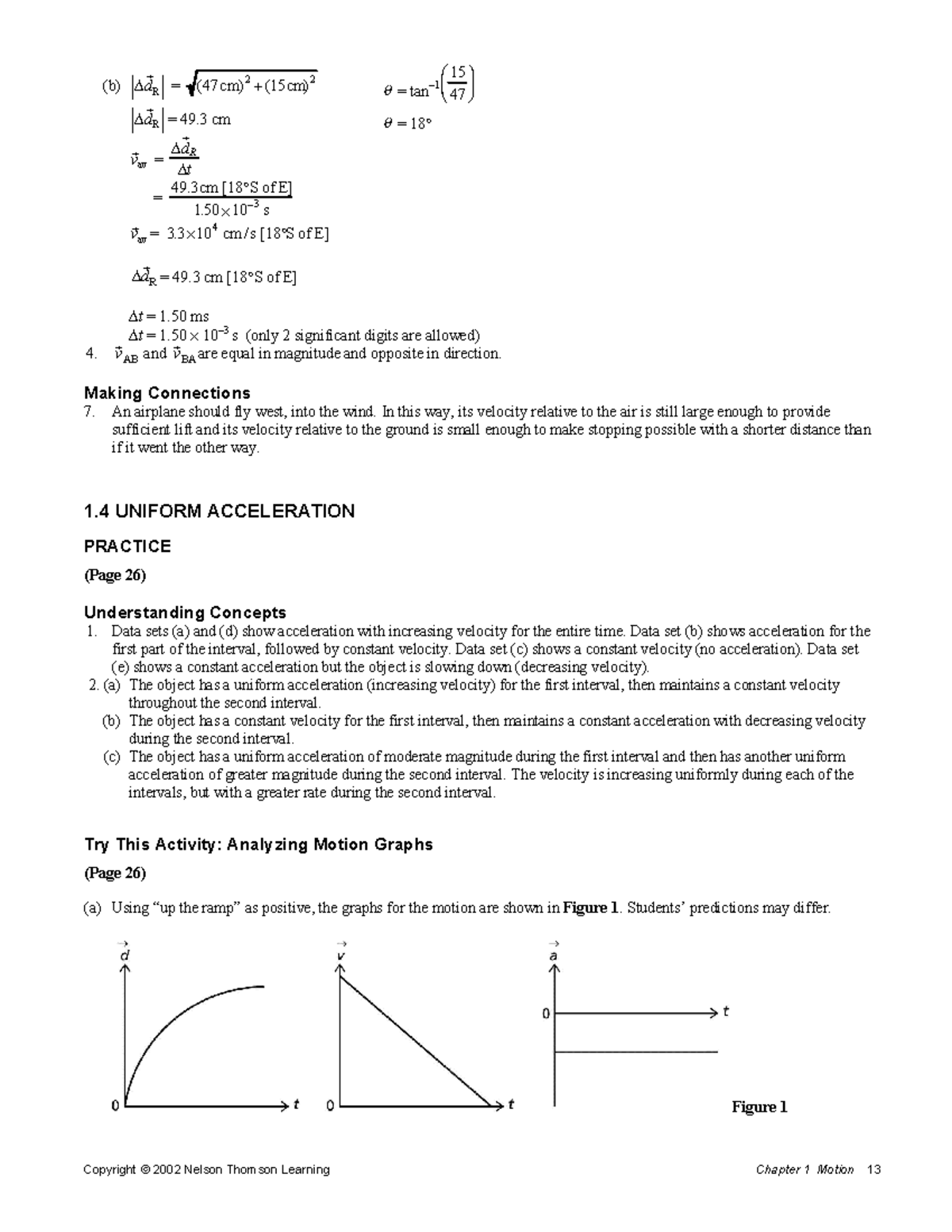 P11SM013 - 1.4 Uniform Acceleration - Copyright © 2002 Nelson Thomson ...