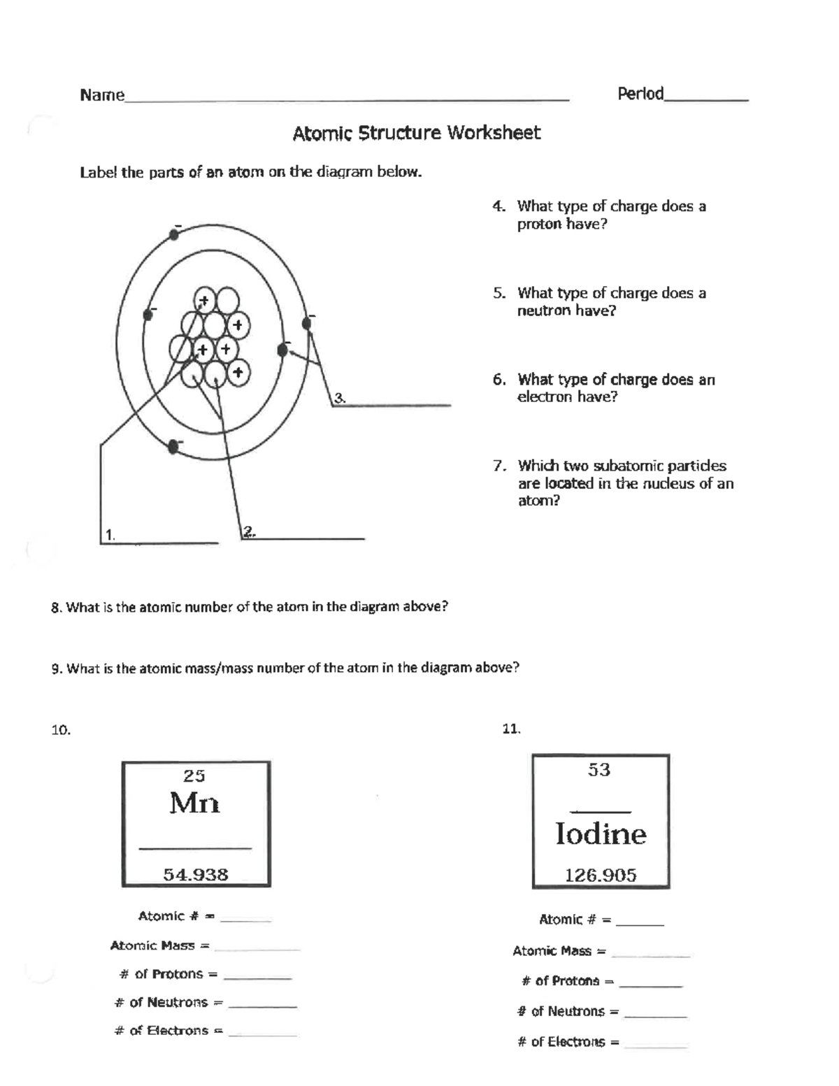 Atomic Structure Worksheet - Studocu