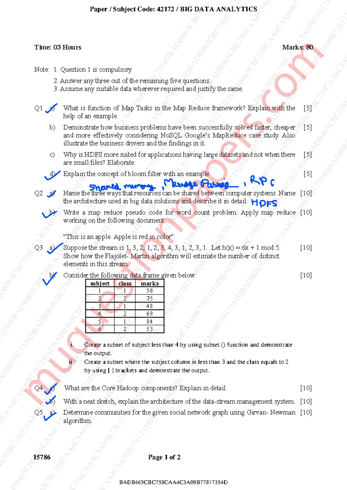 2022 december big-data-analysis-rev-2019-c-scheme - 15786 Page 1 of 2 Time: 03 Hours Marks: 80 ...