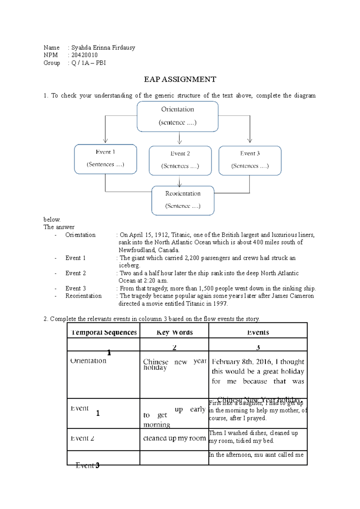 EAP Assignment 2 Syahda Erinna Firdausy 20420010 - Name : Syahda Erinna Firdausy NPM : 20420010 ...