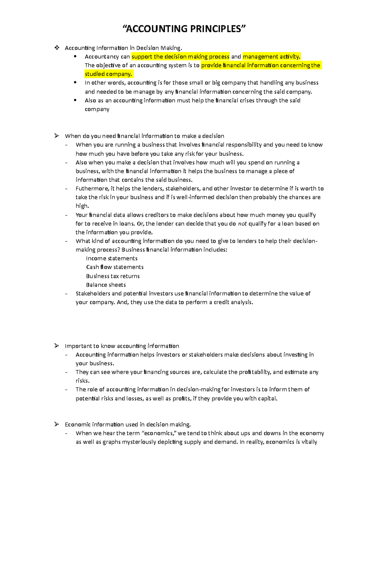 Acc Info Making D - Basic Accounting - “ACCOUNTING PRINCIPLES ...