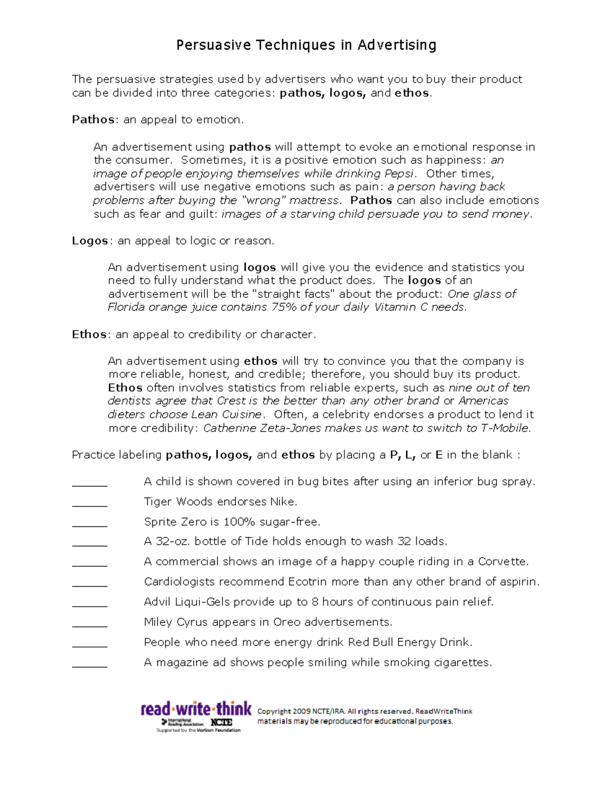 Persuasive Techniques - Pathos: an appeal to emotion. An advertisement ...