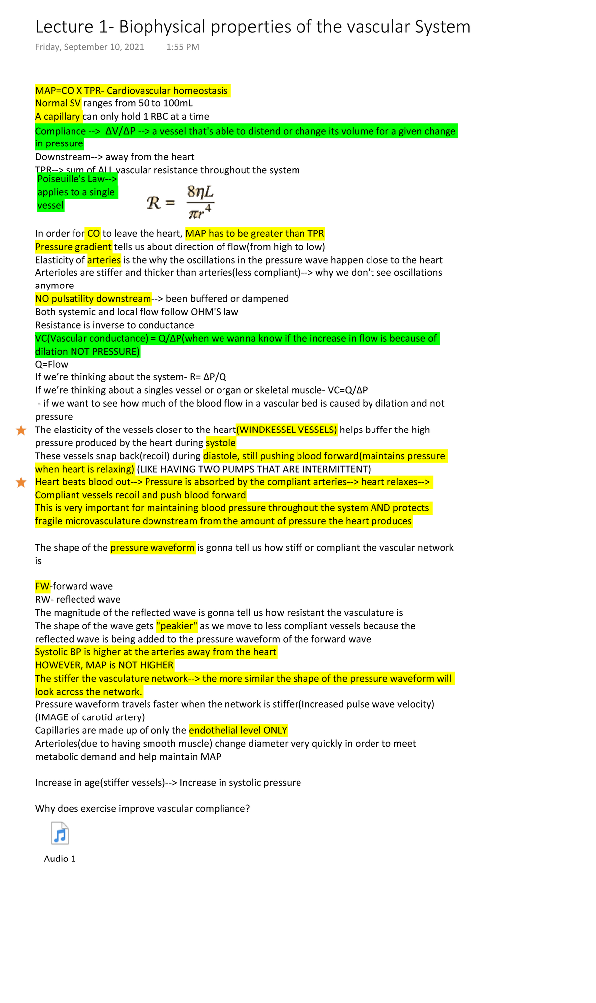 Lecture 1- Biophysical properties of the vascular System - MAP=CO X TPR ...