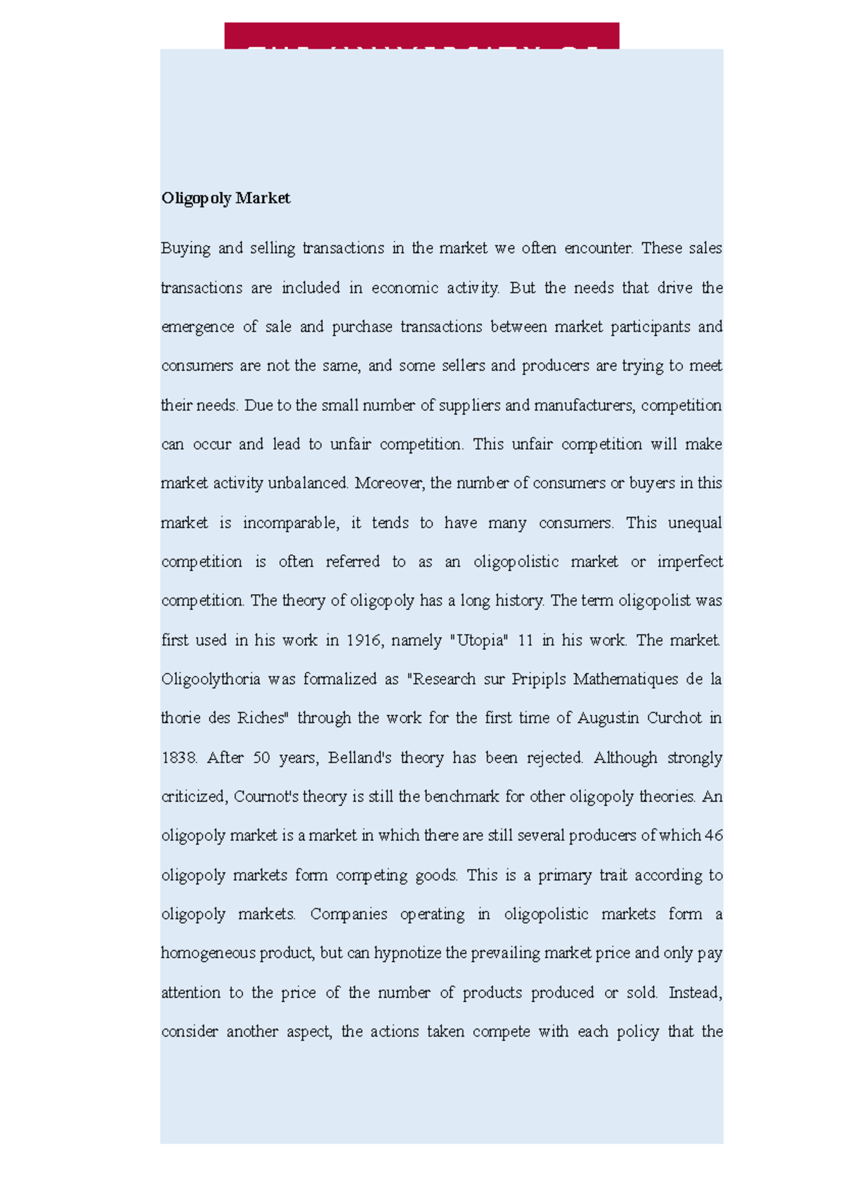 Notes Economics - Oligopoly Market - Oligopoly Market Buying and ...