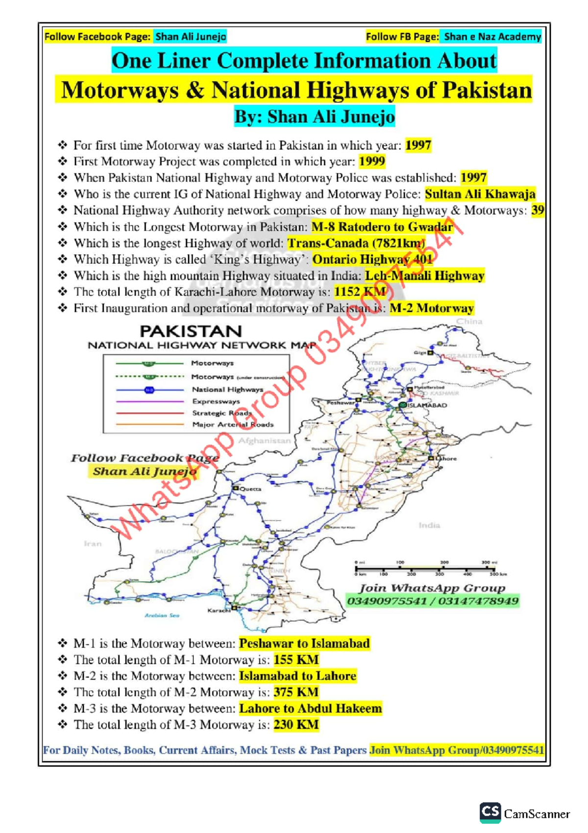 Important GK About NH&MP with Maps by Shan Ali Junejo - Follow Facebook ...