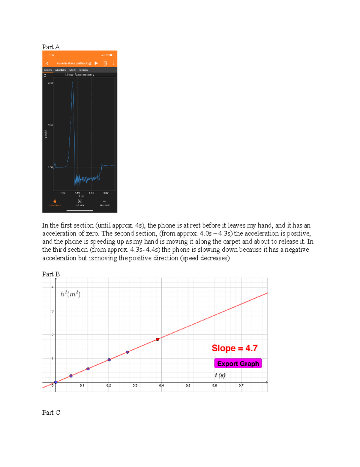 Physics Lab 1 Lab 1 Part A In The First Section Until Approx 4s