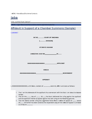 Chamber summons supported by affidavit - Chamber summons supported by affidavit Contents what is ...