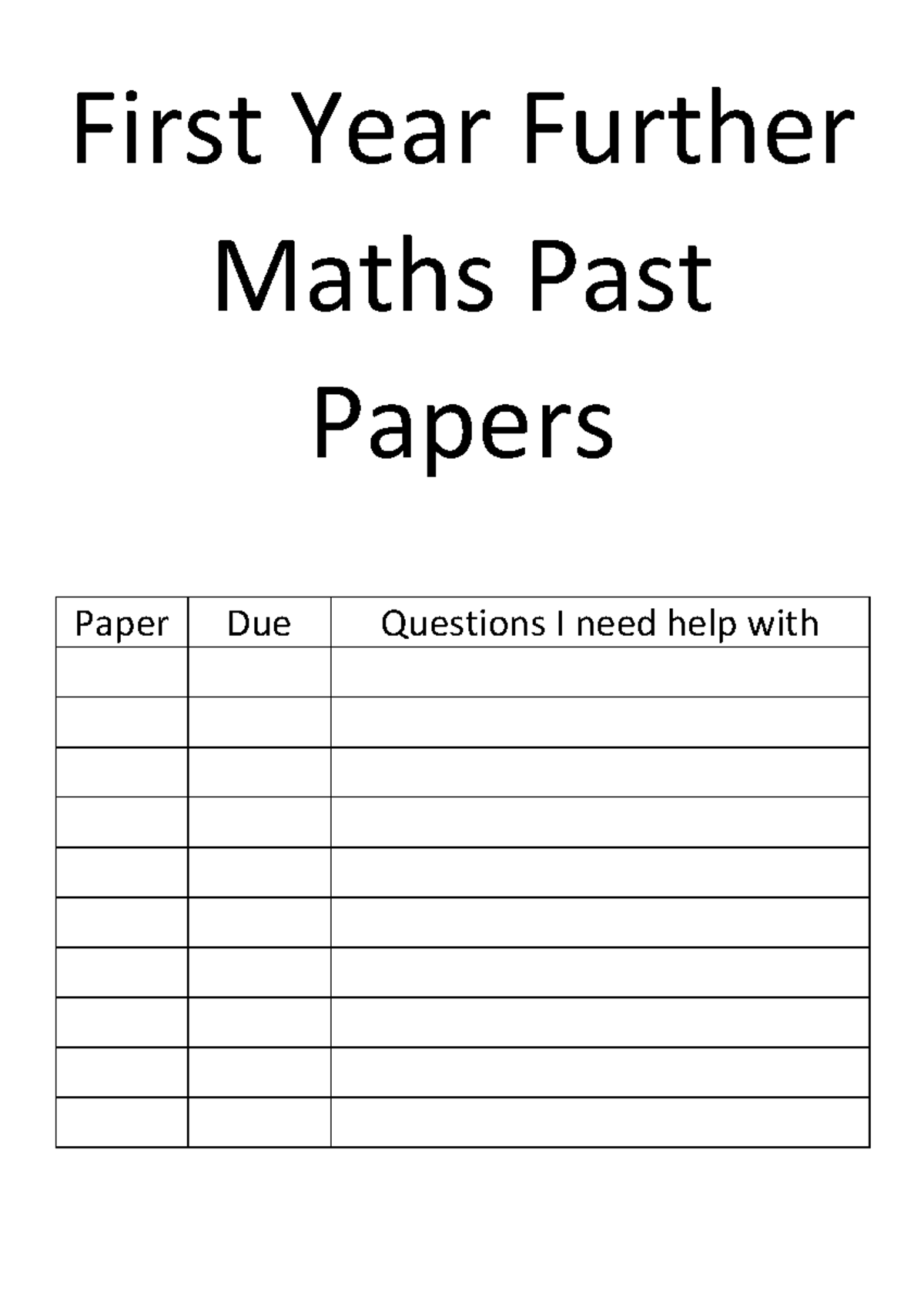 First Year Further Maths Past Papers - First Year Further Maths Past ...