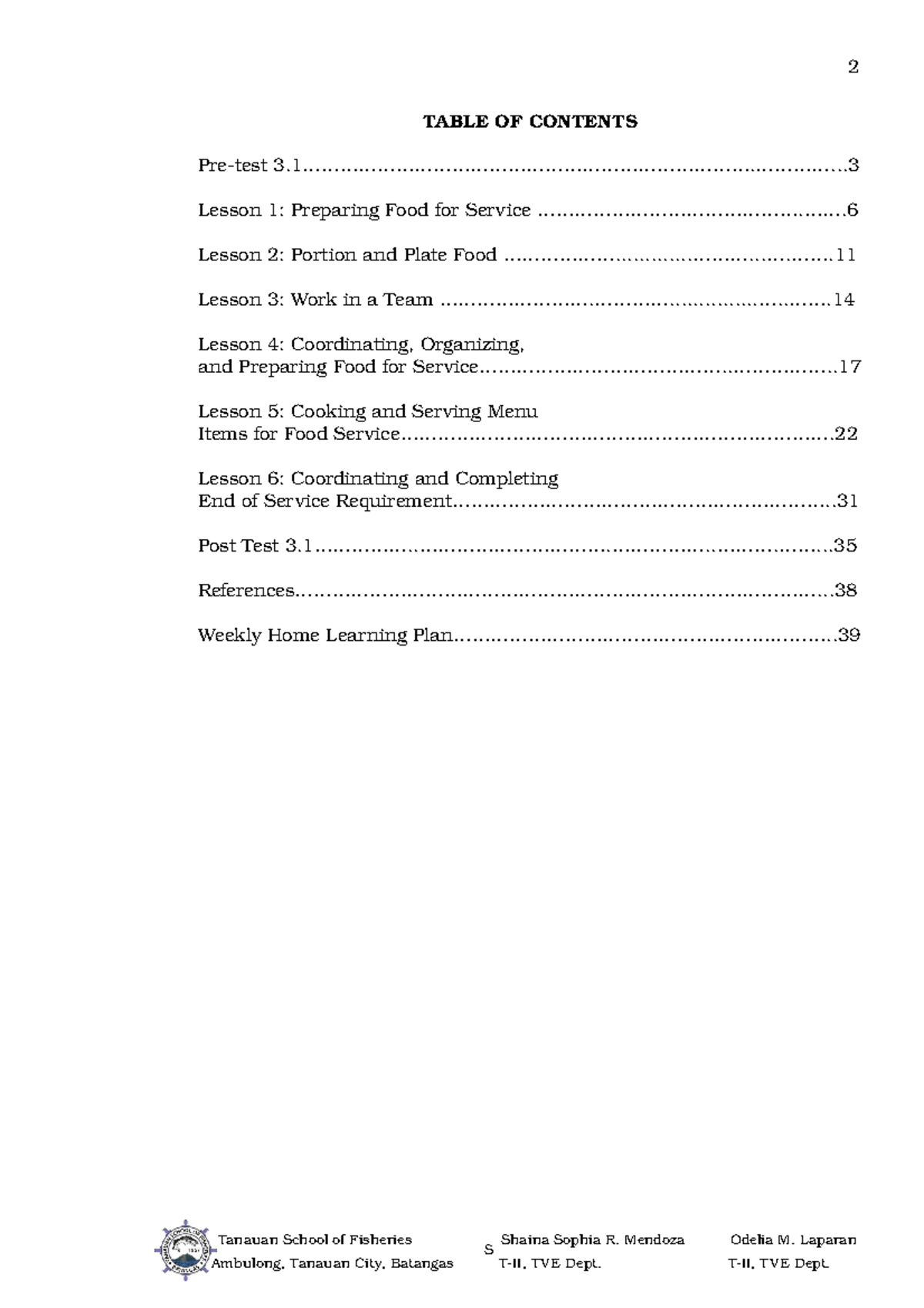 Technical Vocational Education Cookery 8 for Grade 8 Students ...