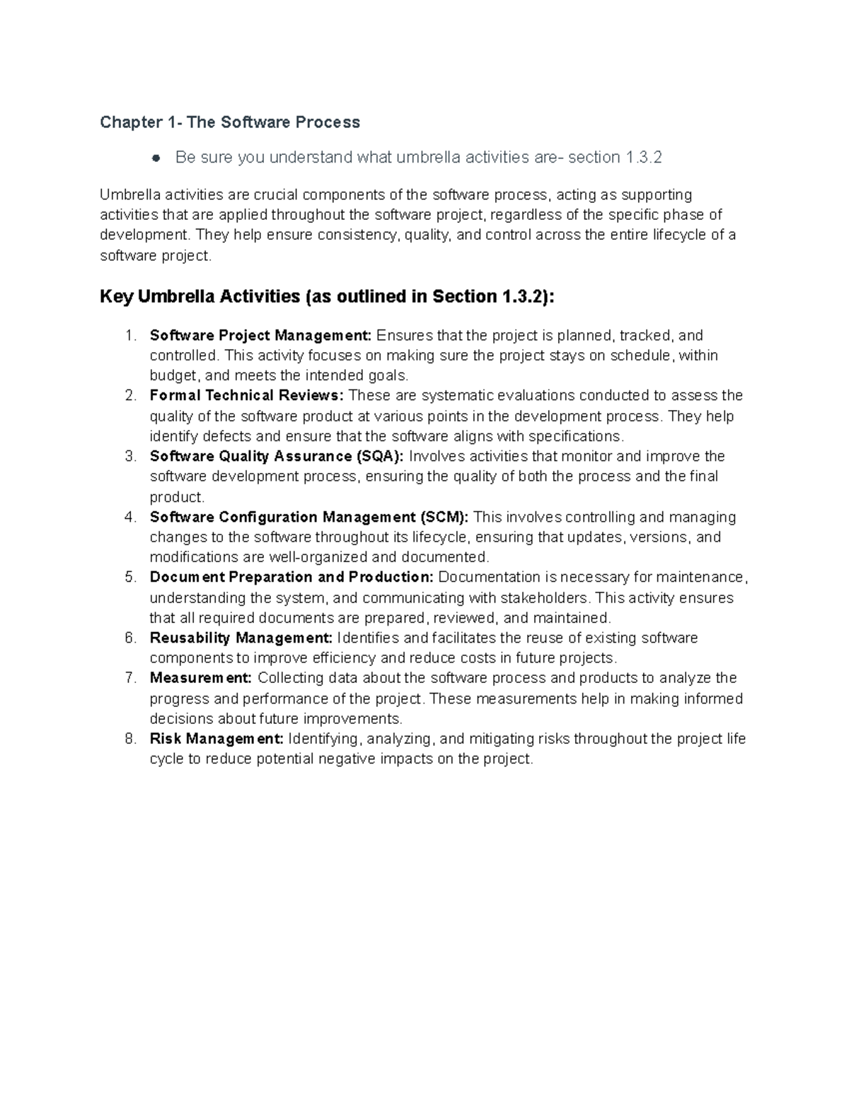 Untitled document - lectures - Chapter 1- The Software Process Be sure ...