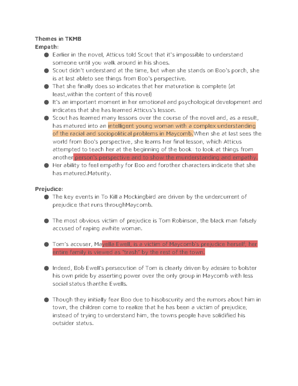 TKMB Notes - ................ - Themes in TKMB Empath: Earlier in the ...