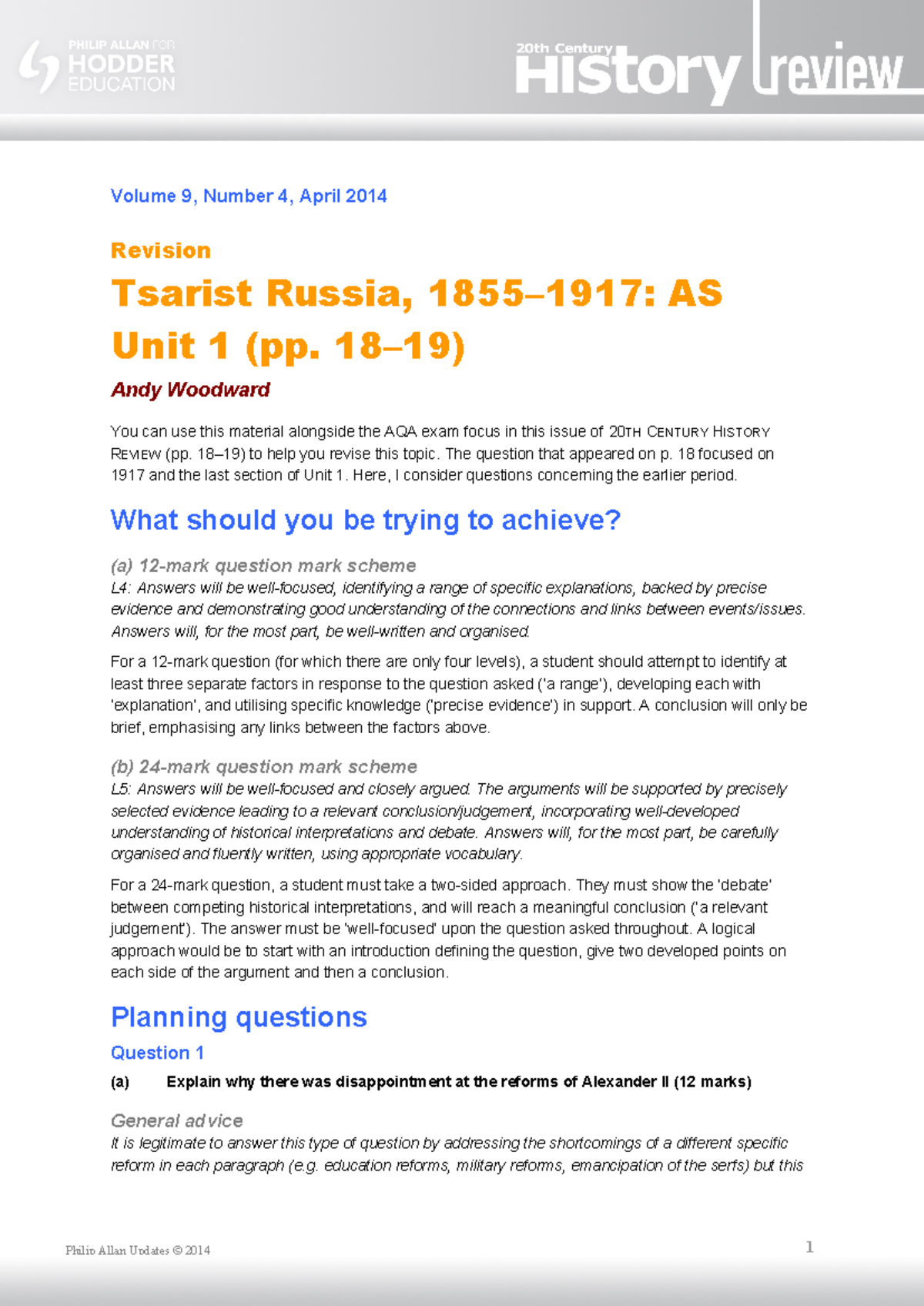 His Rev-9 4-AQA Tsarist-Russia - Volume 9, Number 4, April 2014 ...