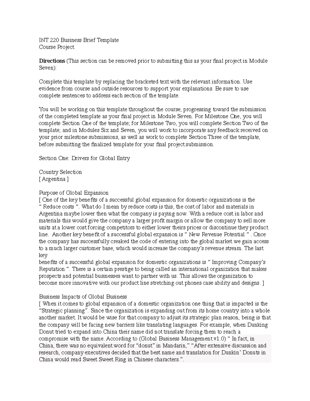INT 220 Business Brief Template - INT 220 Business Brief Template ...