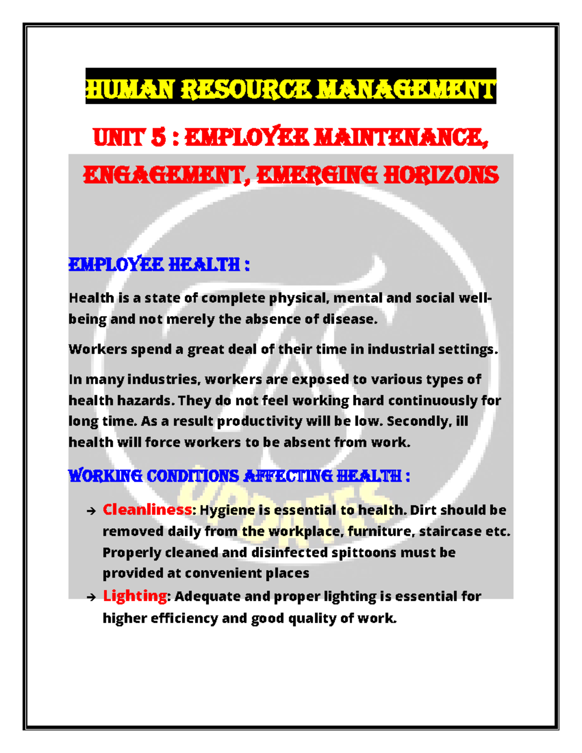 Human Resource Management Unit 5 Notes - Human Resource Management Unit ...