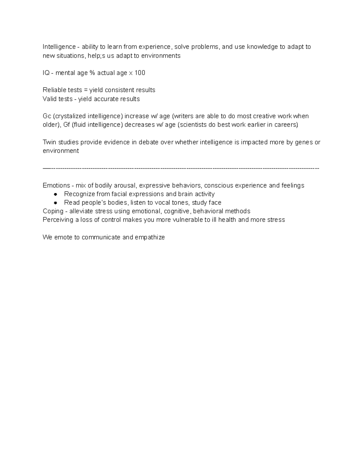 10 Intelligence 12 Emotions and Stress - Intelligence - ability to ...