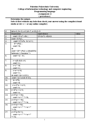 Assignment 2 في برمجة الحاسوب - Palestine Polytechnic University College of information ...