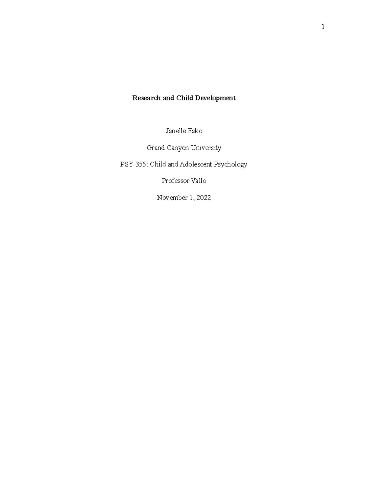 Research and Child Development Paper T5 - Research and Child ...