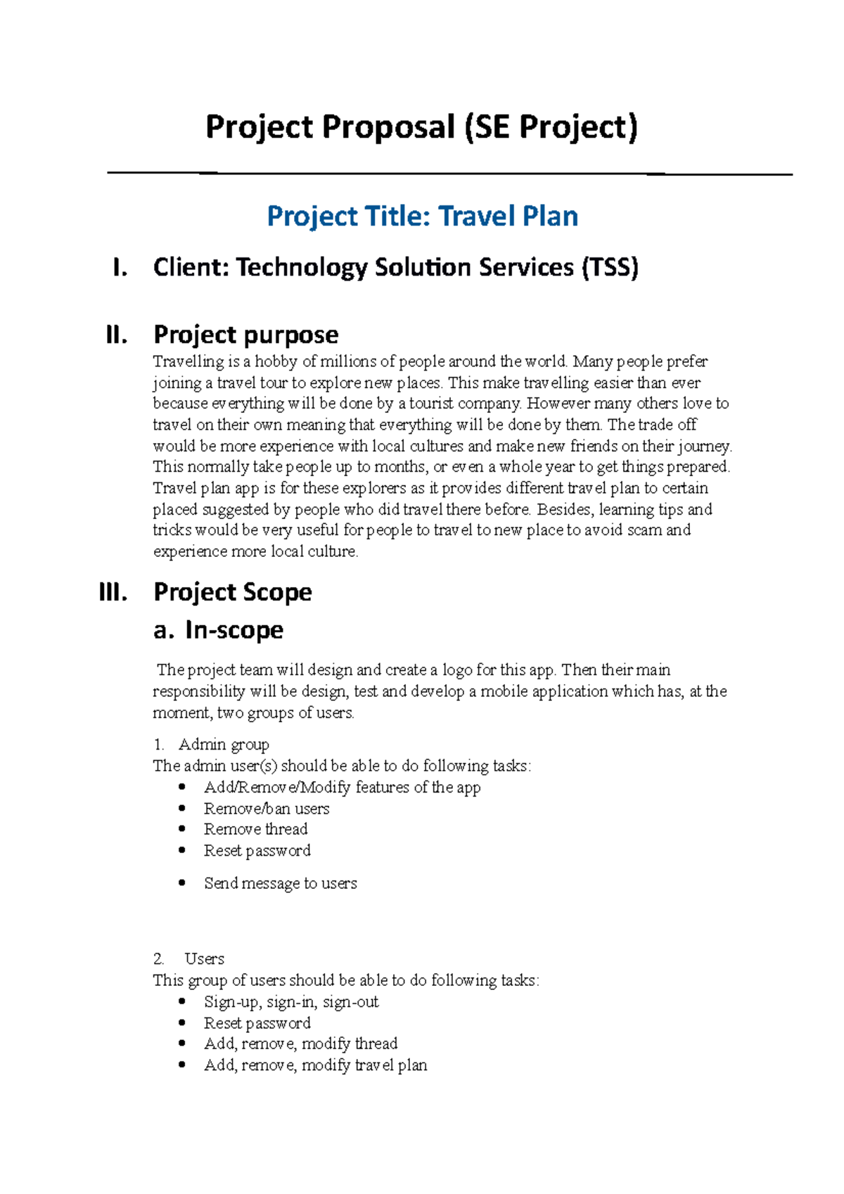 Project Proposal - Travel Path - Project Proposal (SE Project) Project ...
