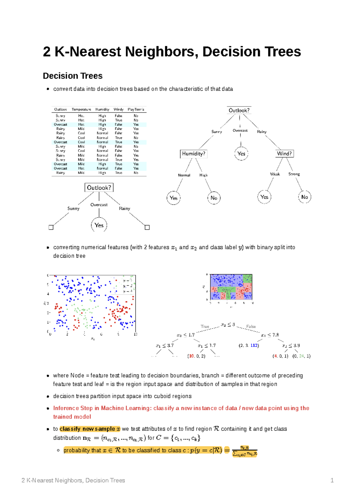 2 K-Nearest Neighbors Decision Trees - Machine learning - TUM - Studocu