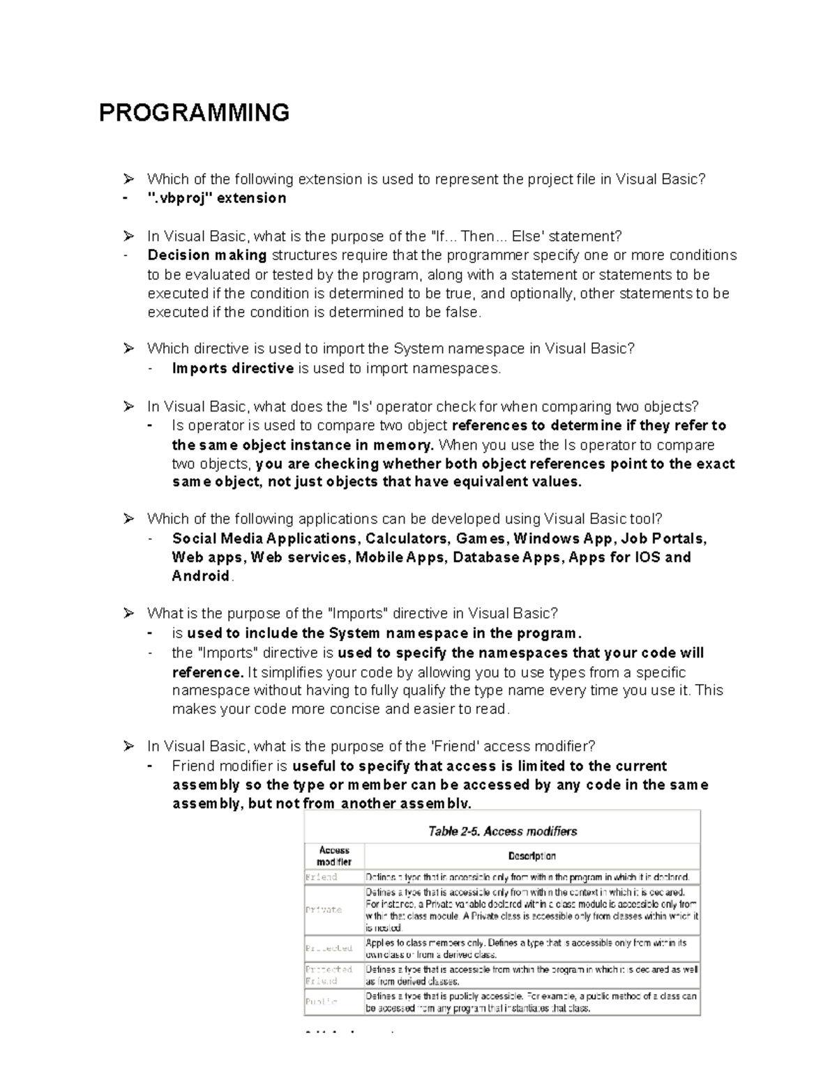 BTC 216 REVIEWER - PROGRAMMING Which of the following extension is used to represent the project ...