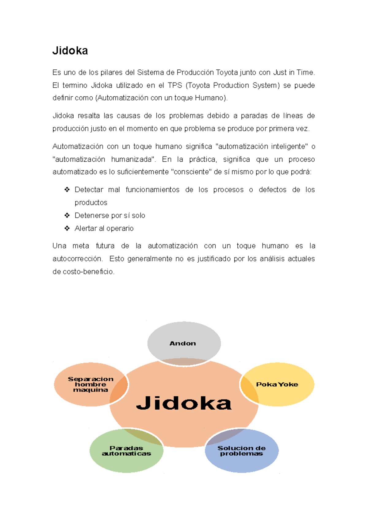 Jidoka - apuntes - Jidoka Es uno de los pilares del Sistema de ...