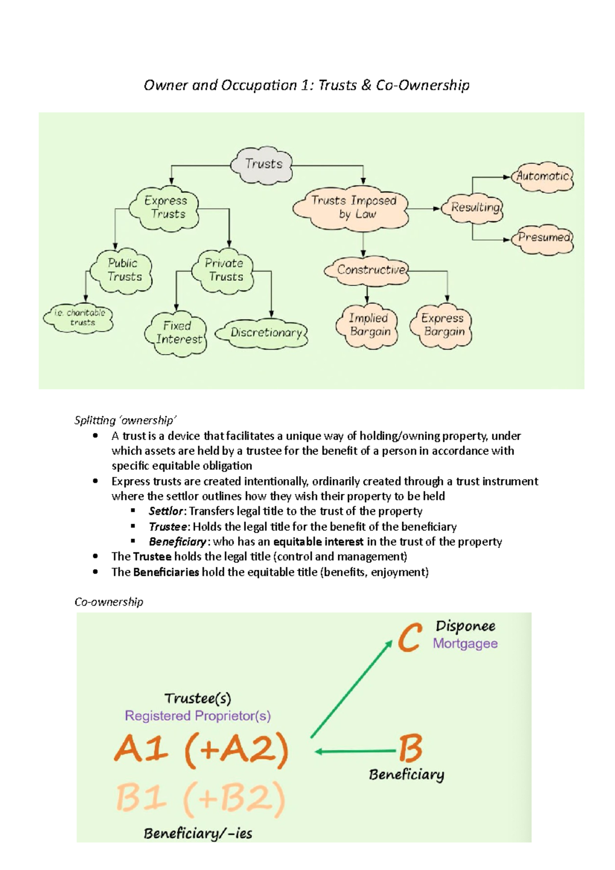 Owner and Occupation 1- Trusts & Co-Ownership - Owner and Occupation 1 ...