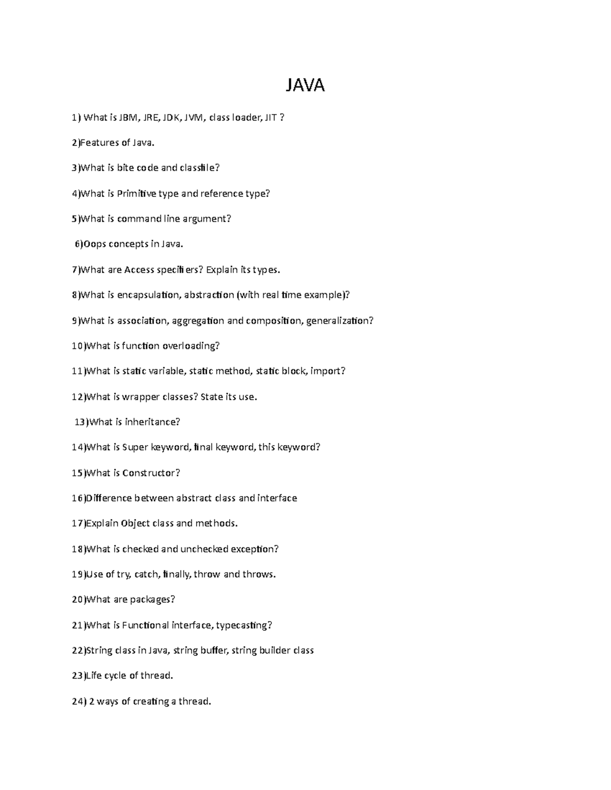 JAVA Questions - Hsus - JAVA What is JBM, JRE, JDK, JVM, class loader ...