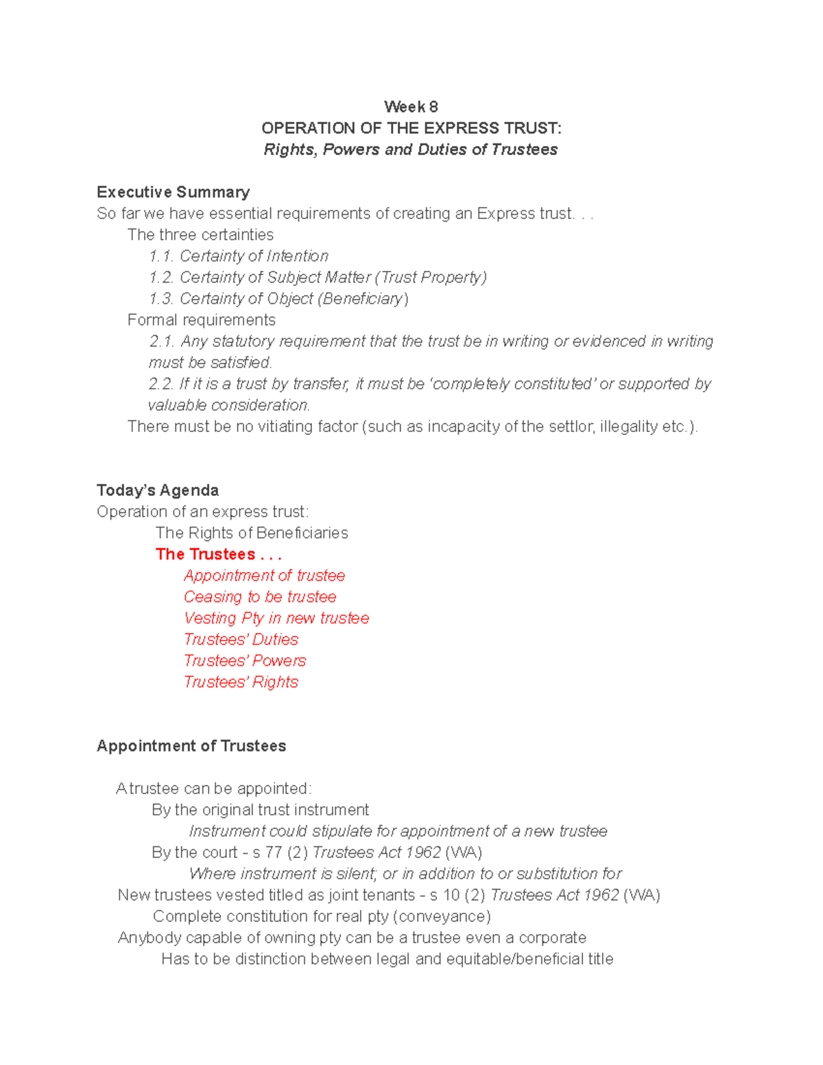 Operation OF THE Express Trust - Week 8 OPERATION OF THE EXPRESS TRUST ...