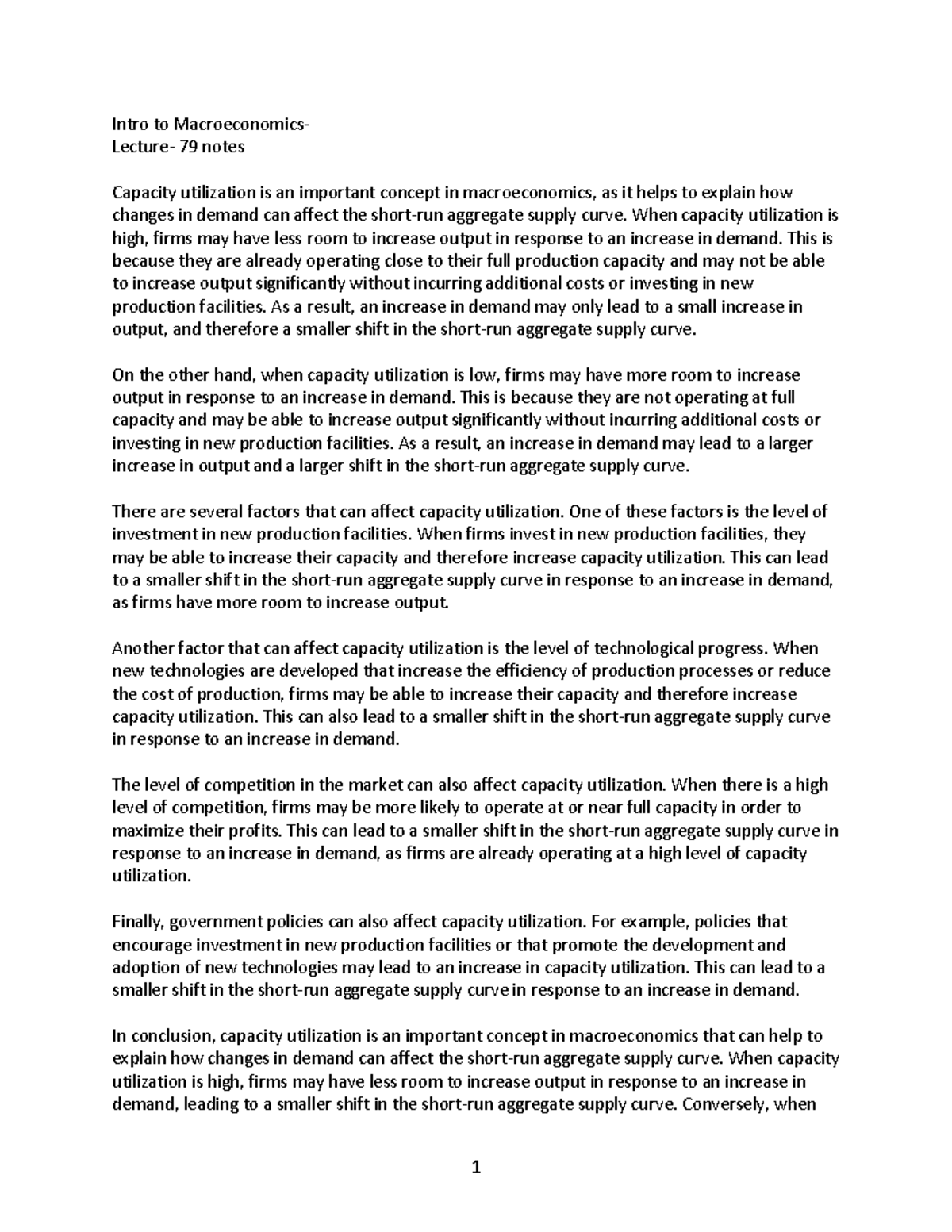 Intro To Macroeconomics Lecture 79 Notes 1 Intro To Macroeconomics Lecture 79 Notes